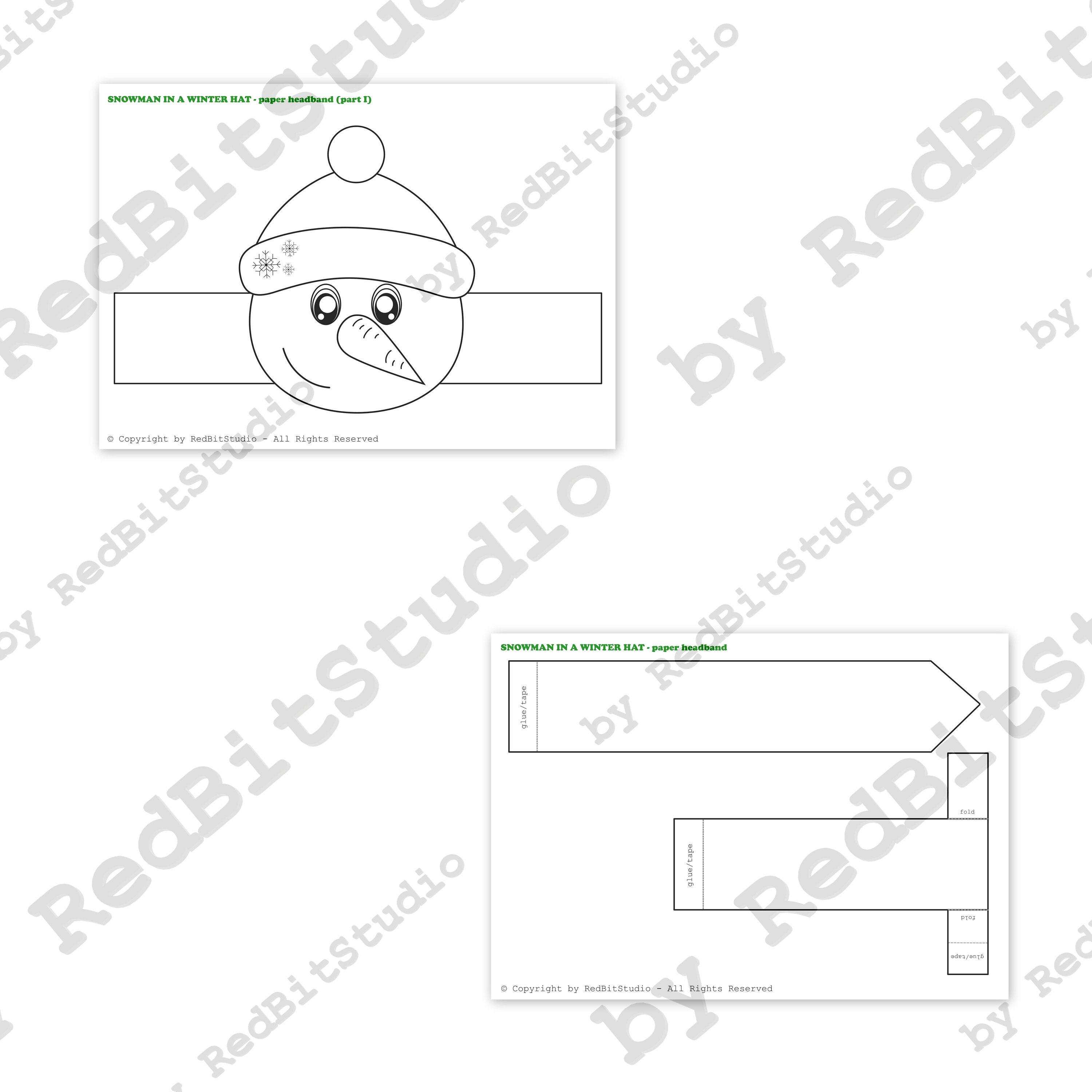 Snowman Paper Coloring Crown, Christmas Paper Hat for Kids, Instant ...