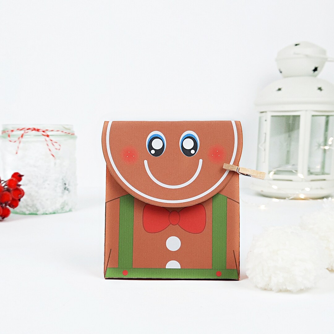 Gingerbread Man Gift Box Printable, Favor Box Christmas, Template to ...