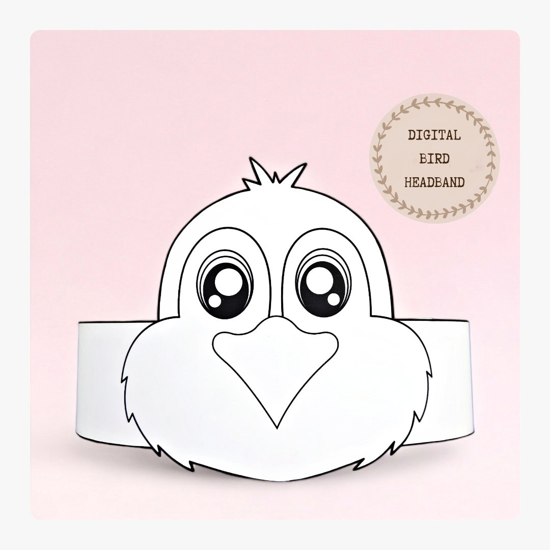 Bird Paper Coloring Crown, Animal Paper Hat for Kids, Instant Download ...