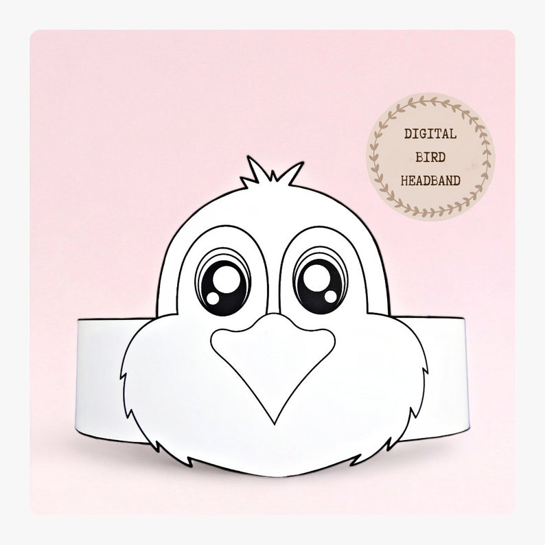 Bird Paper Coloring Crown, Animal Paper Hat for Kids, Instant Download ...