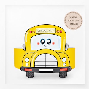 School Bus Paper Crown,back to School Paper Hat for Kids, Instant ...