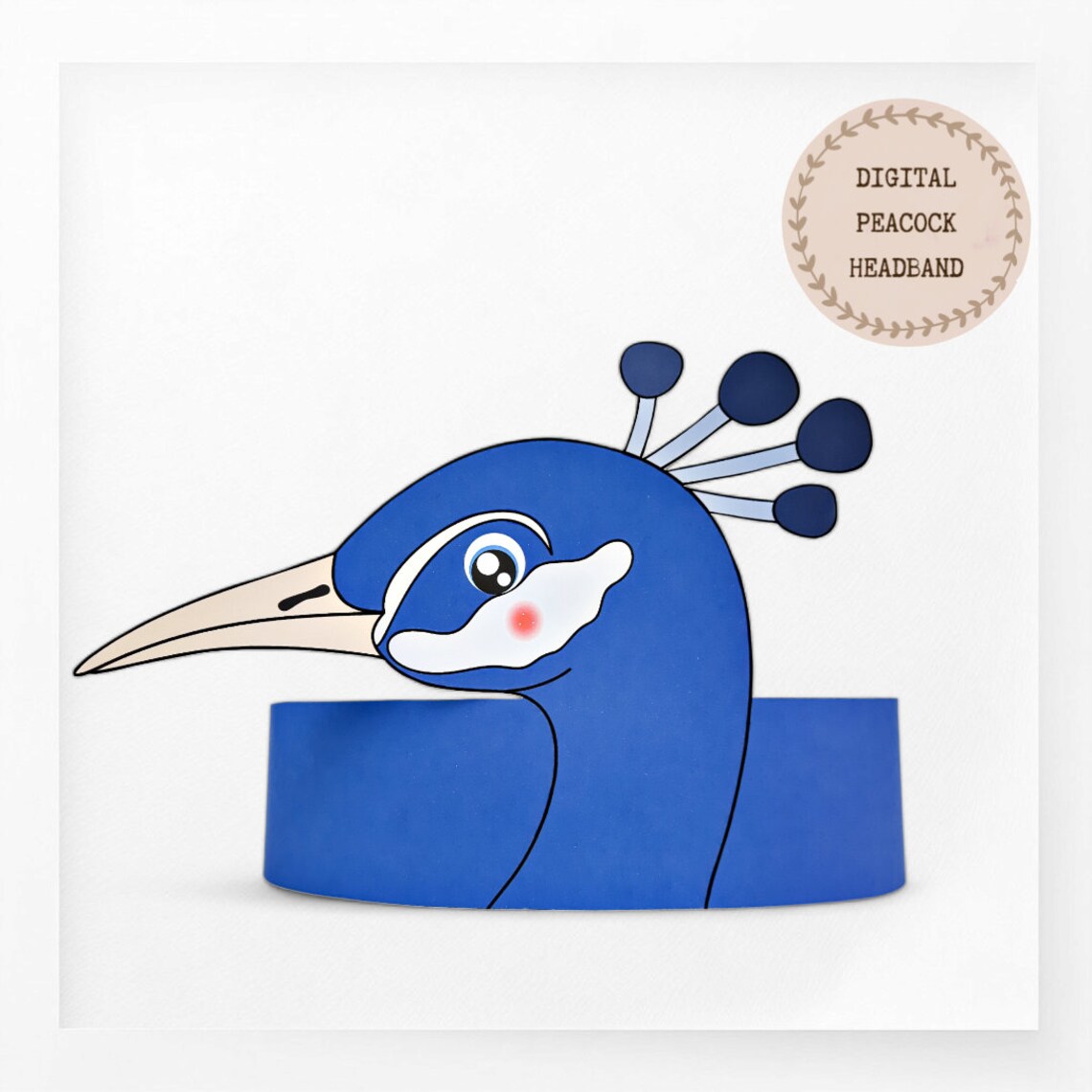 Peacock Paper Crown, Animal Paper Hat for Kids, Instant Download Paper ...