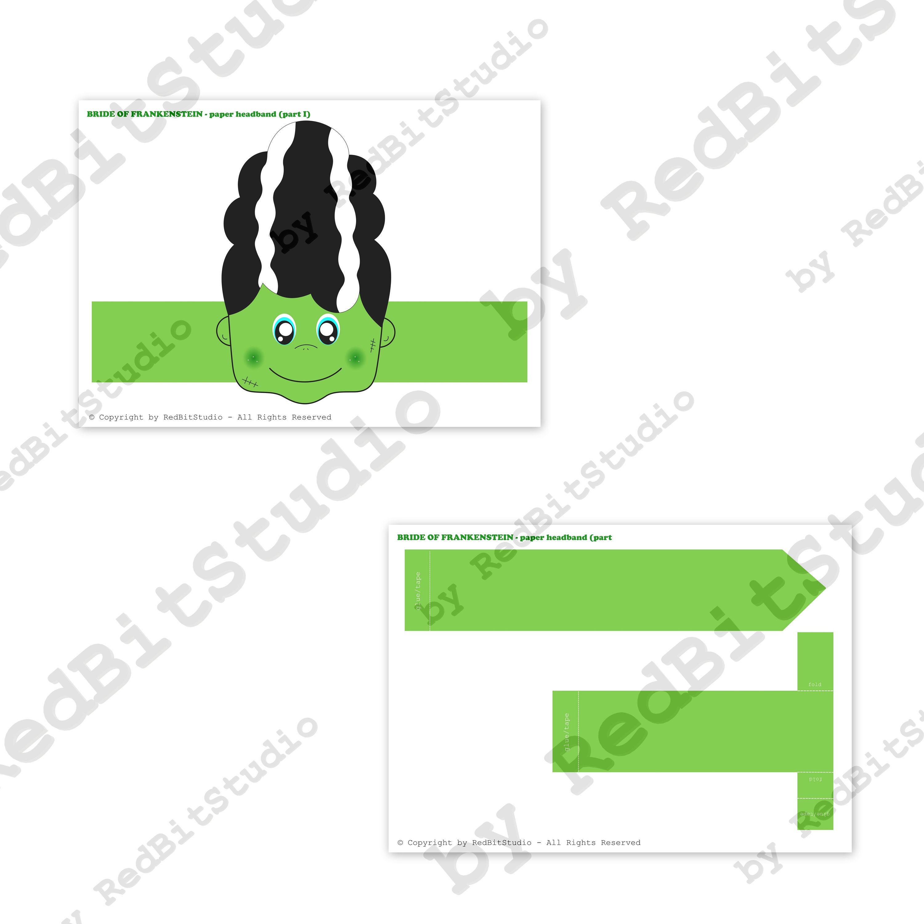 Bride of Frankenstein Paper Crown, Halloween Paper Hat for Kids ...