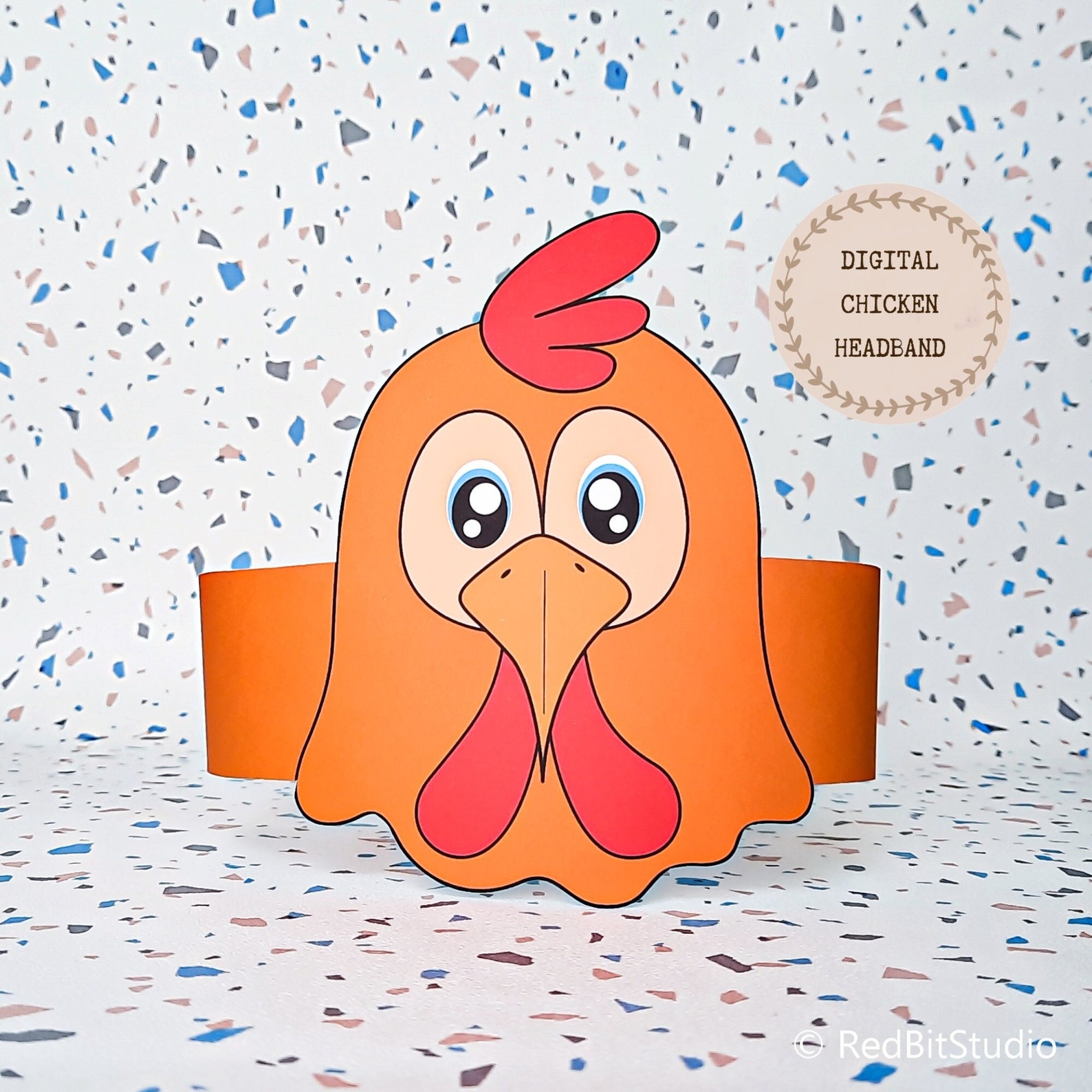 Chicken Paper Crown, Animal Paper Hat for Kids, Instant Download Paper ...