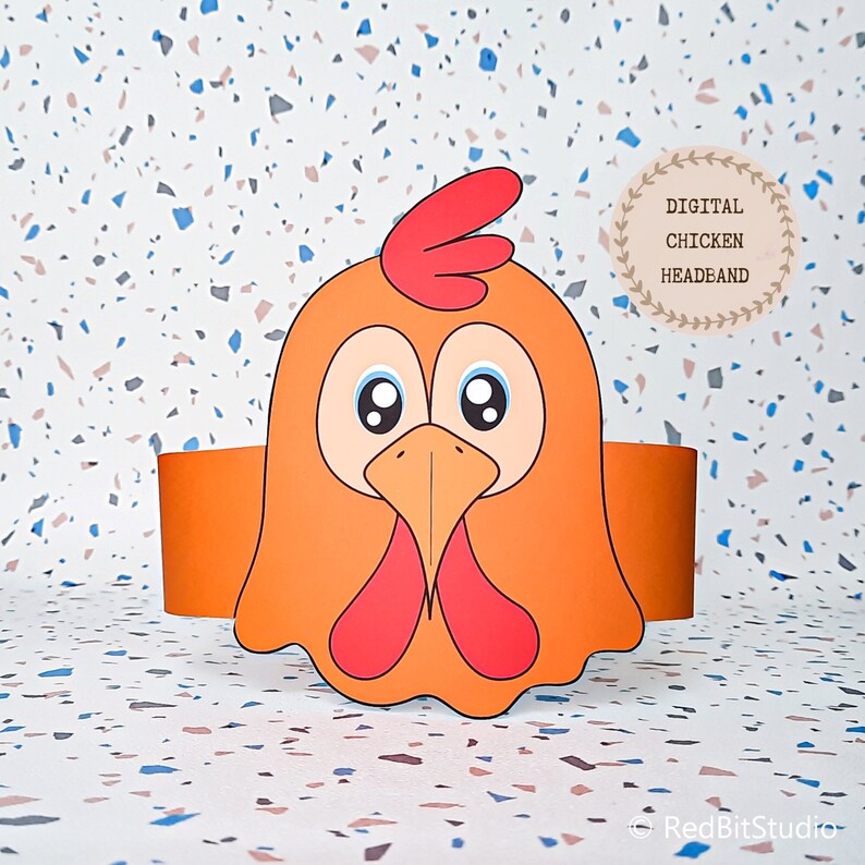 Chicken Paper Crown, Animal Paper Hat for Kids, Instant Download Paper ...