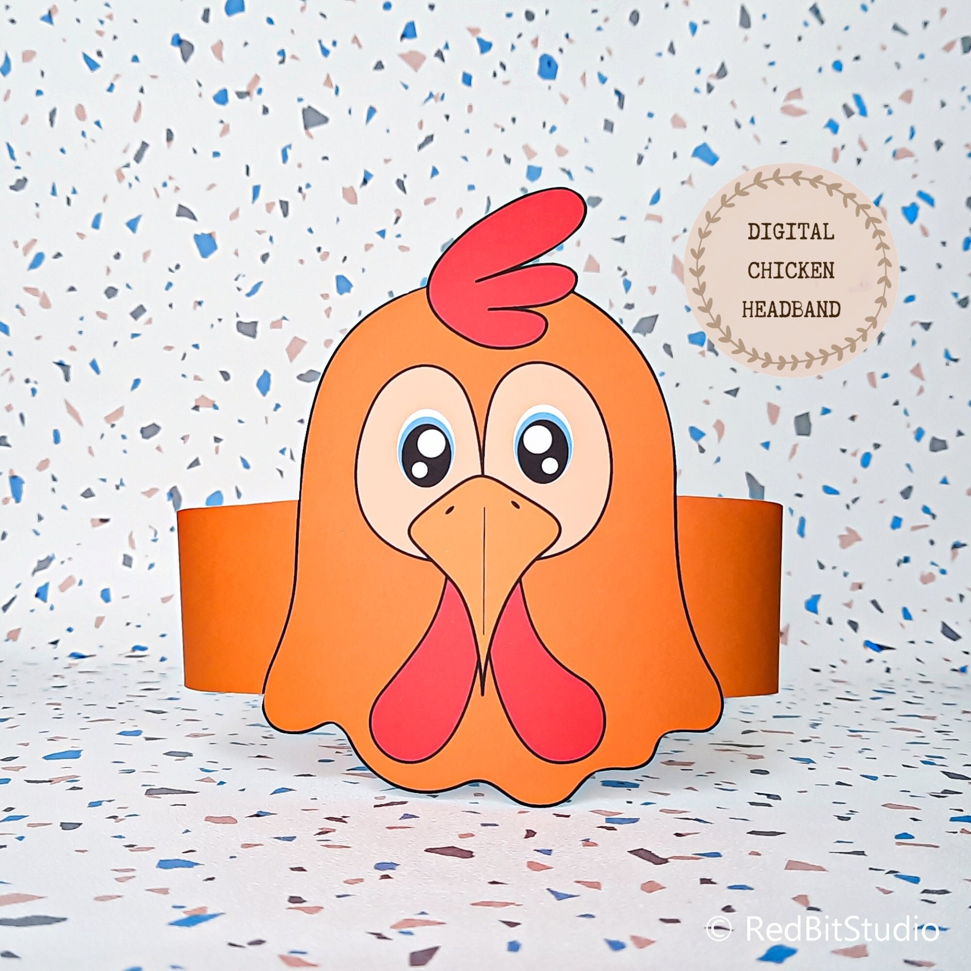 Chicken Paper Crown, Animal Paper Hat for Kids, Instant Download Paper ...