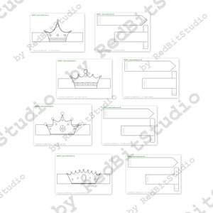 4 Crown Paper Coloring Headbands, King Paper Hats for Kids, Instant ...