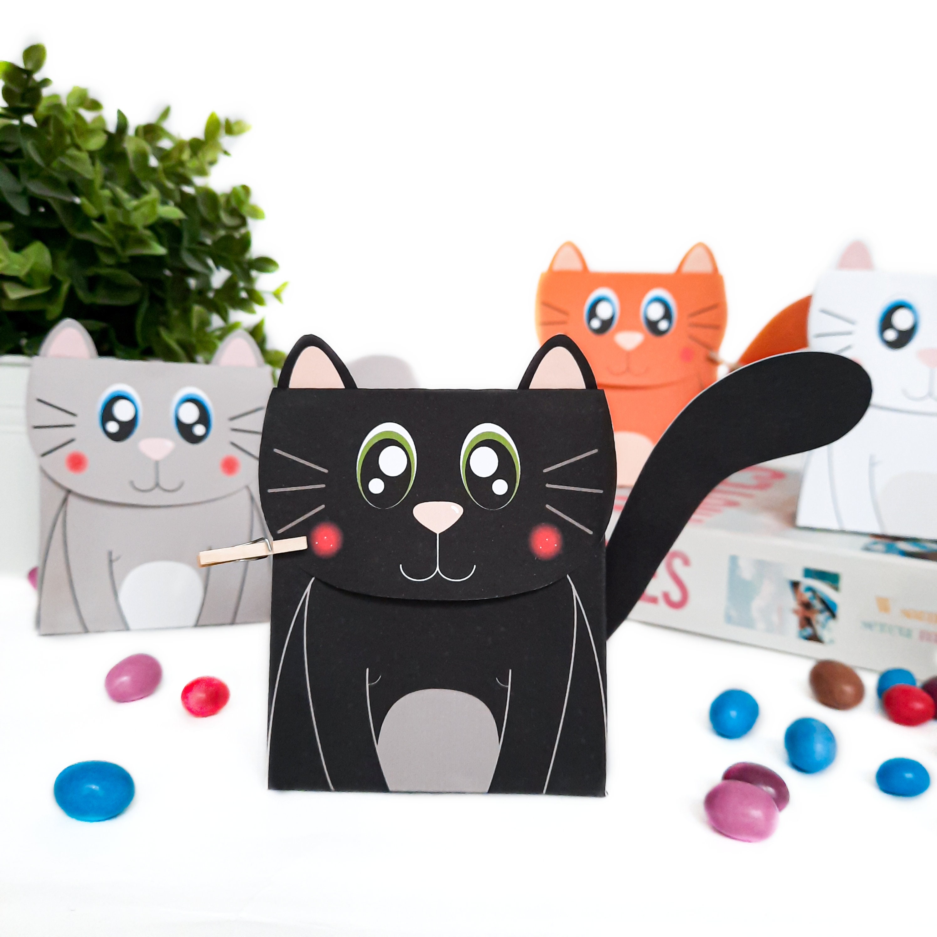 4 Cats Gift Boxes Printable, Favor Box, Template to Assemble Box, DIY ...