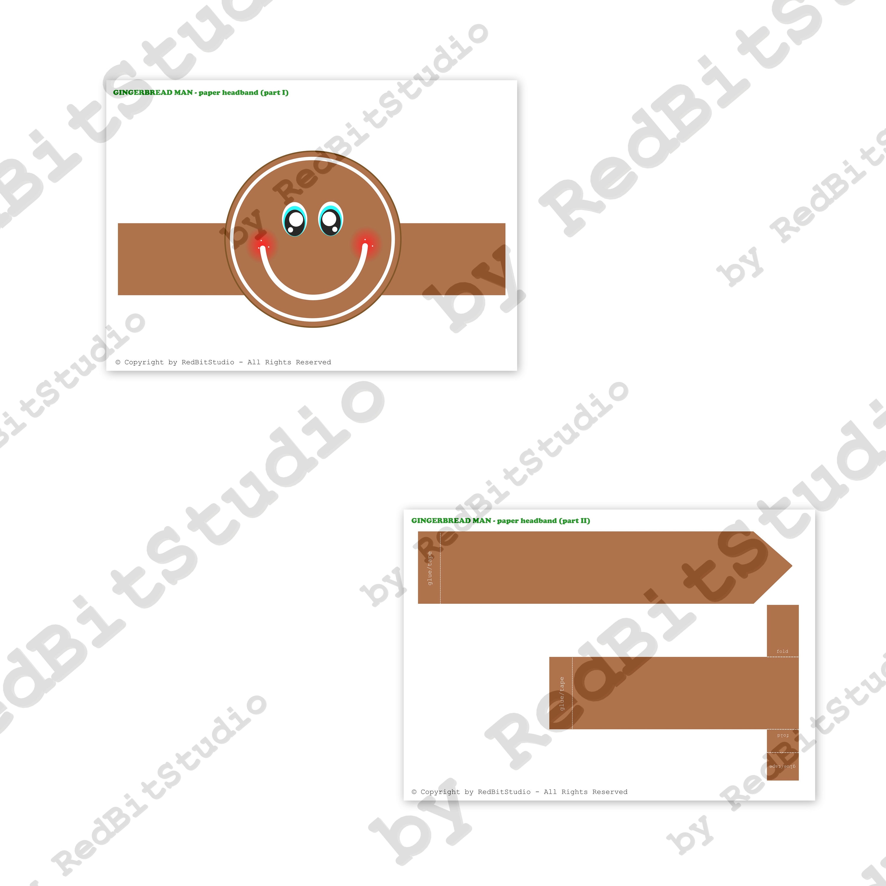 Gingerbread Man Paper Crown, Christmas Paper Hat for Kids, Instant ...