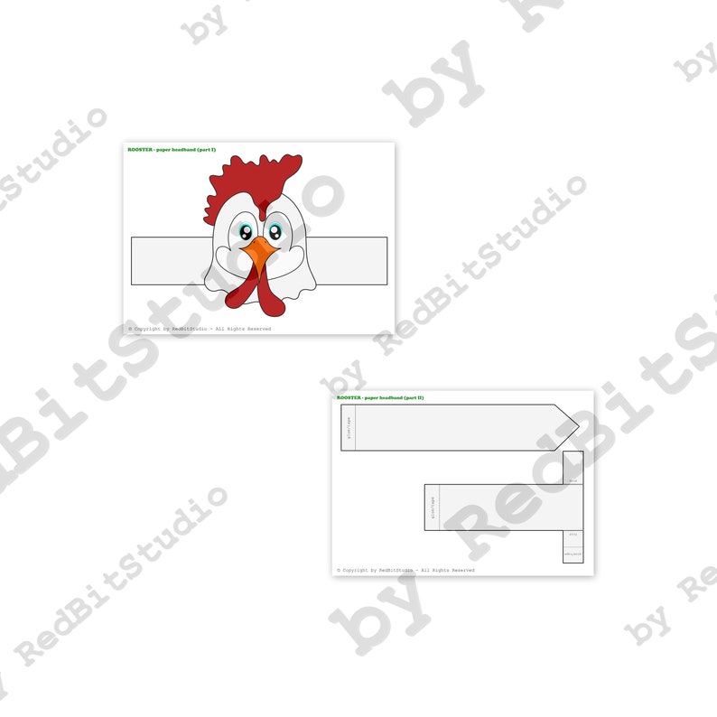 Rooster Paper Crown, Animal Paper Hat for Kids, Instant Download Paper ...