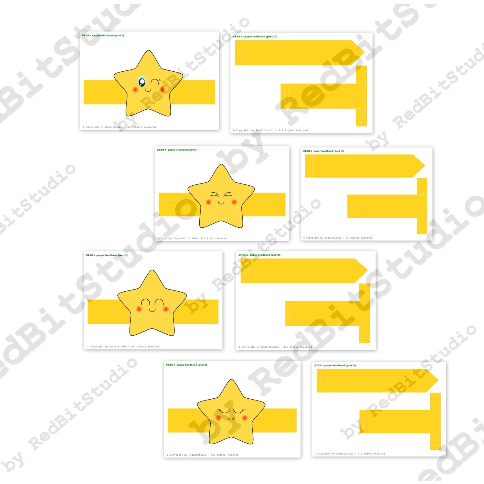 4 Stars Paper Crowns,stars Paper Hats for Kids,instant Download Paper ...