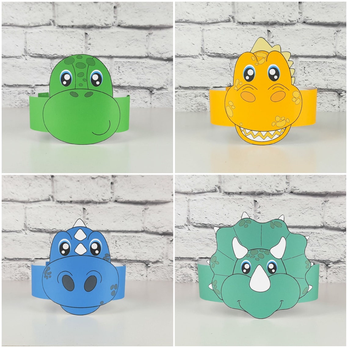4 Dinosaur Paper Crowns Dino Paper Hats for Kids Instant | Etsy