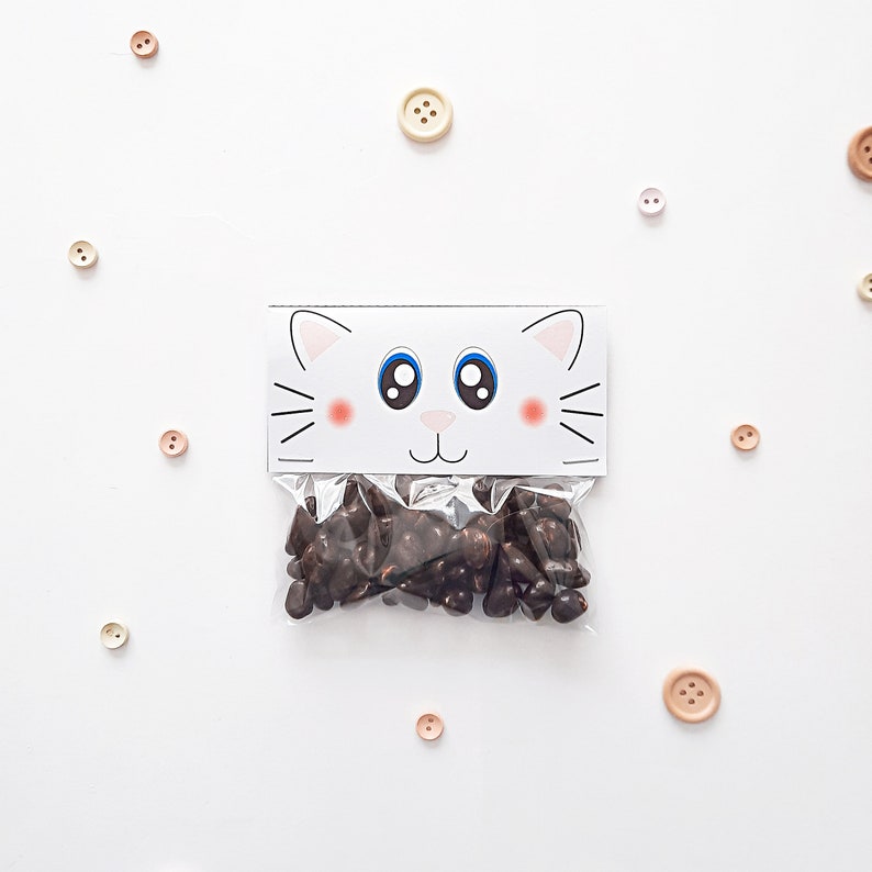 Cat Bag Topper,birthday Treat Bag Toppers, Instant Download Favor Bag ...