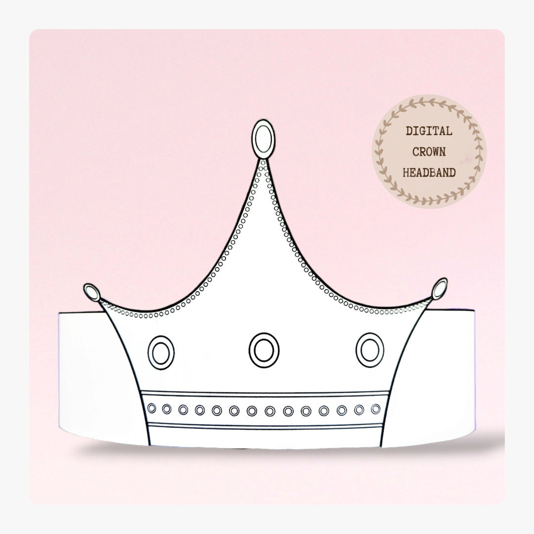 Queen Crown Paper Coloring Headband, Animal Paper Hat for Kids, Instant ...