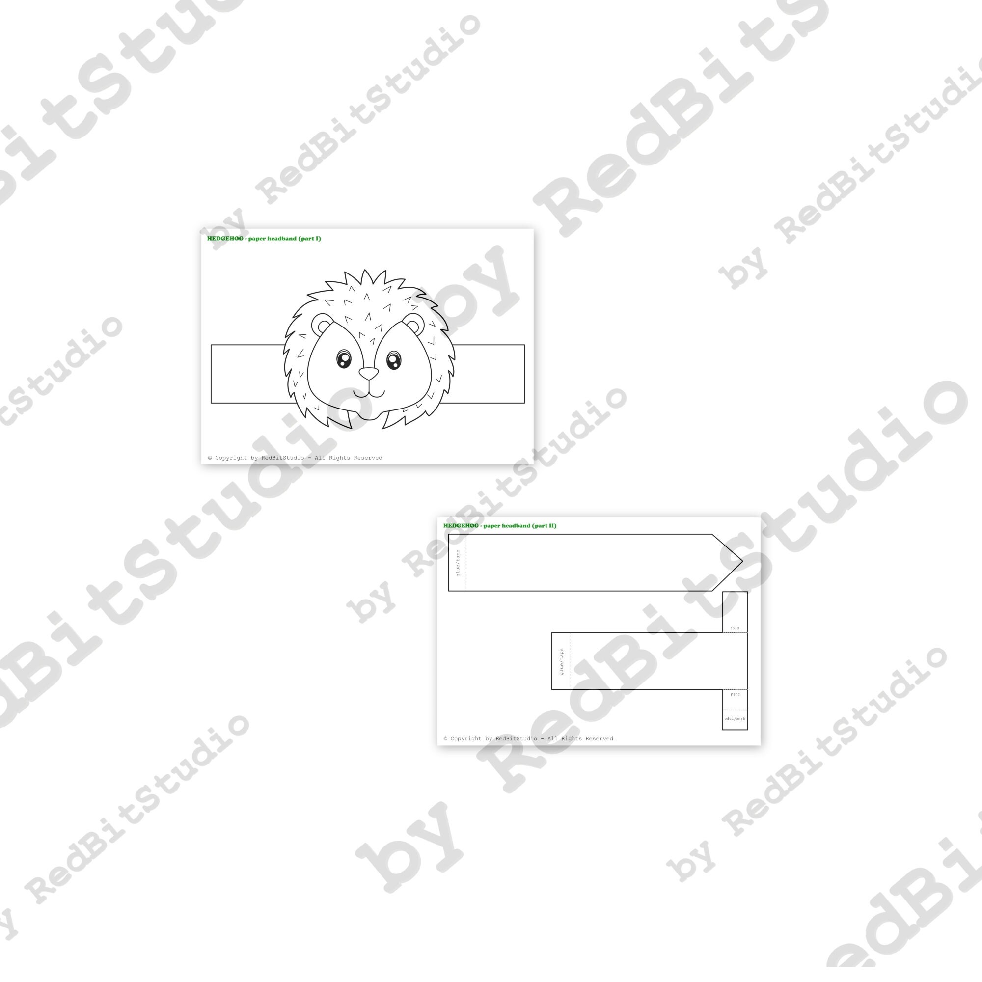 Hedgehog Paper Coloring Crown, Animal Paper Hat for Kids, Instant ...