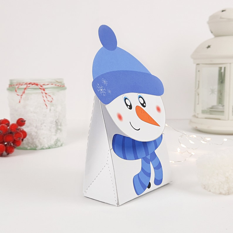 Snowman Gift Box Printable, Favor Box Christmas, Template to Assemble ...