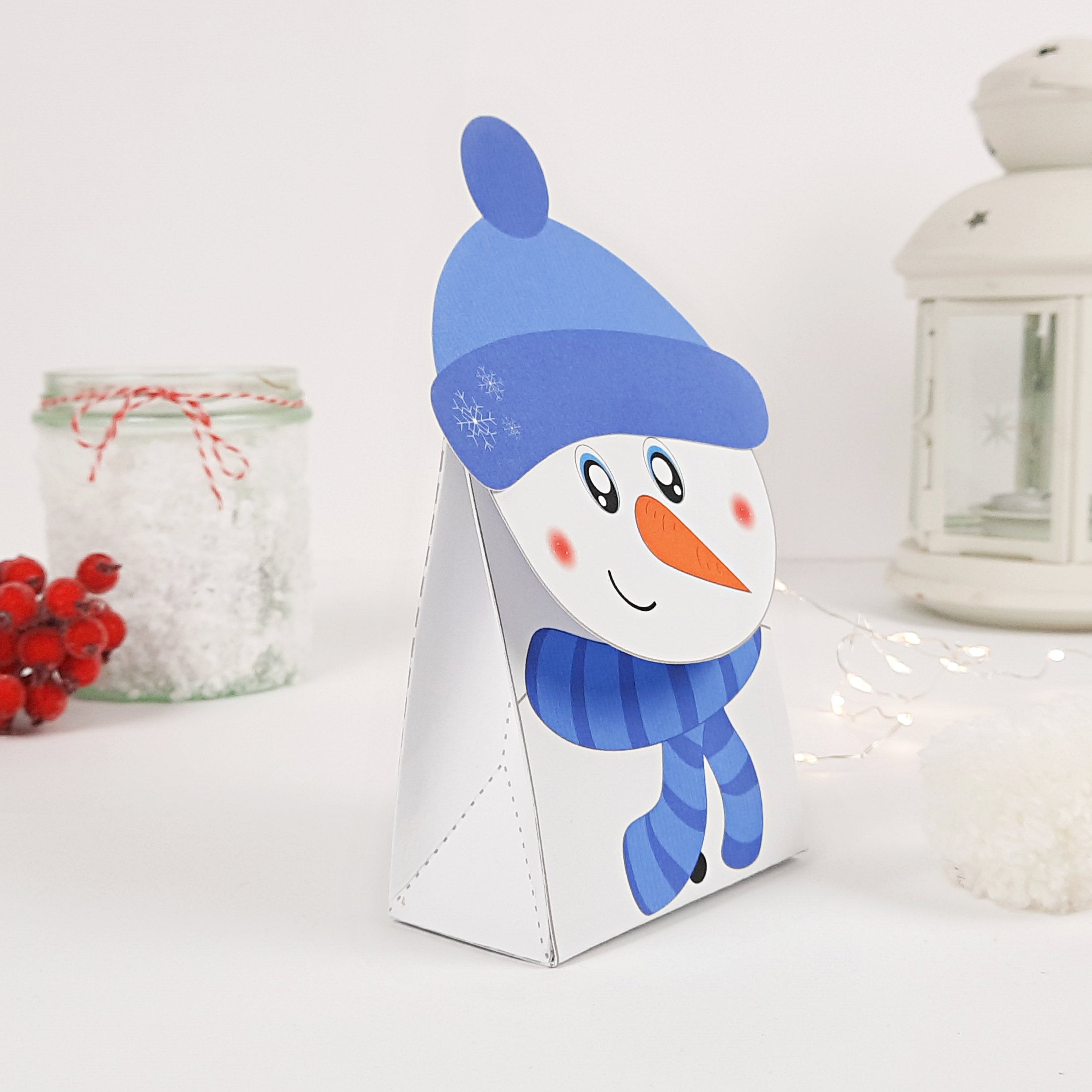 Snowman Gift Box Printable, Favor Box Christmas, Template to Assemble ...