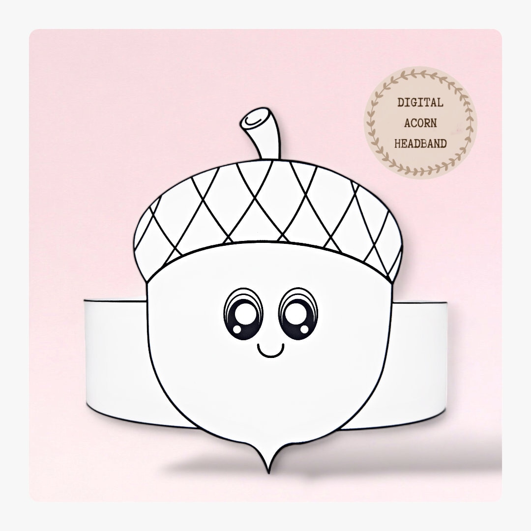 Acorn Paper Coloring Crown,autumn Paper Hat for Kids,instant Download ...