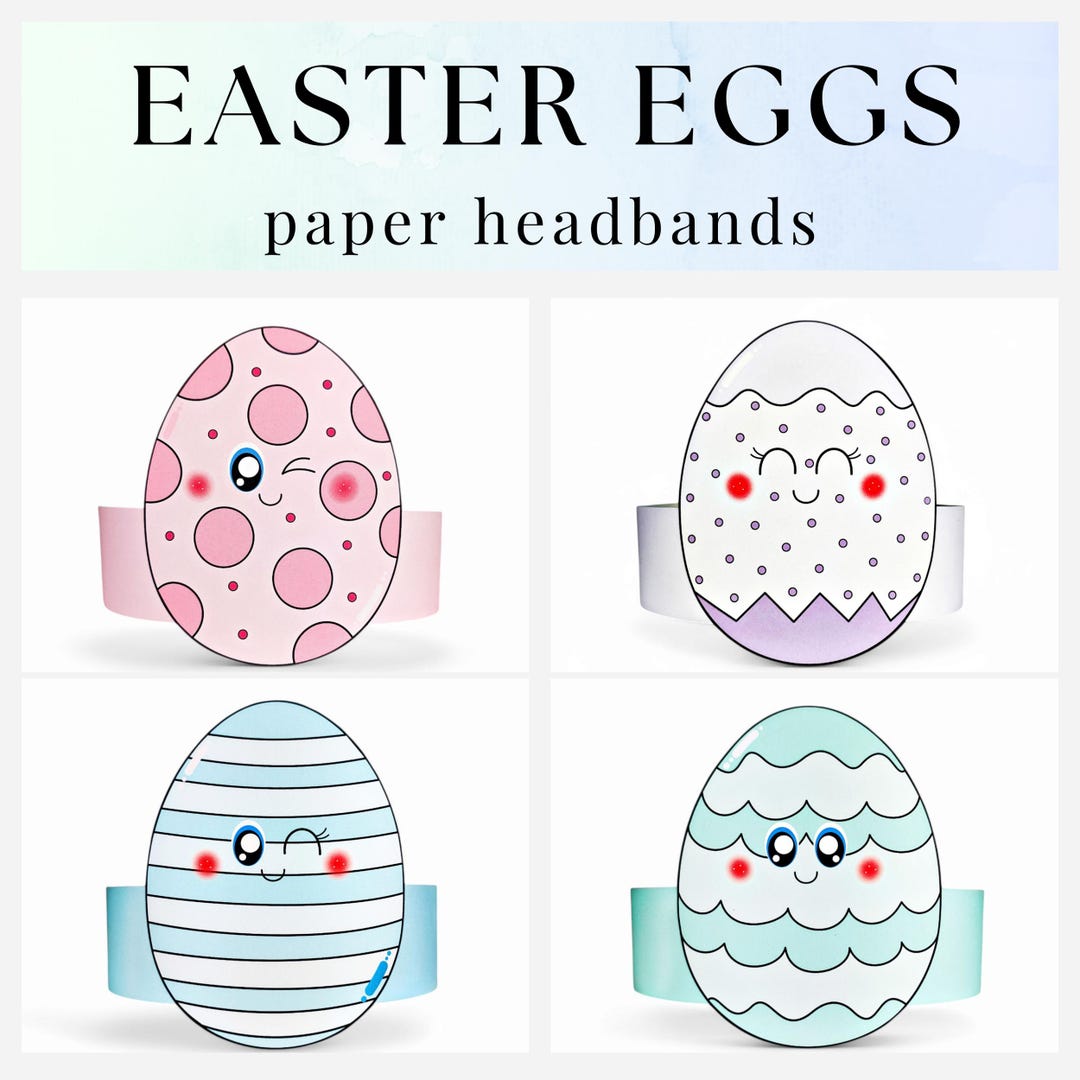 4 Easter Egg Paper Crowns,egg Paper Hats for Kids,instant Download ...