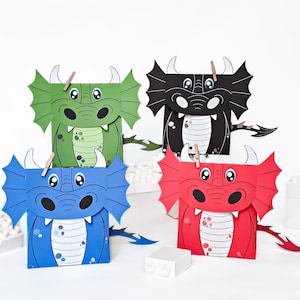 4 Dragons Gift Boxes Printable, Favor Box, Template to Assemble Box ...
