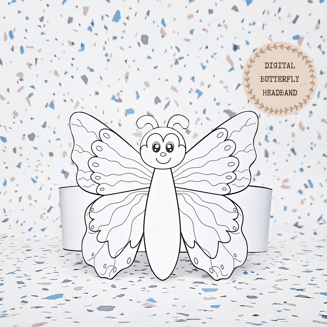 Butterfly Paper Coloring Crown Bug Paper Hat for Kids - Etsy