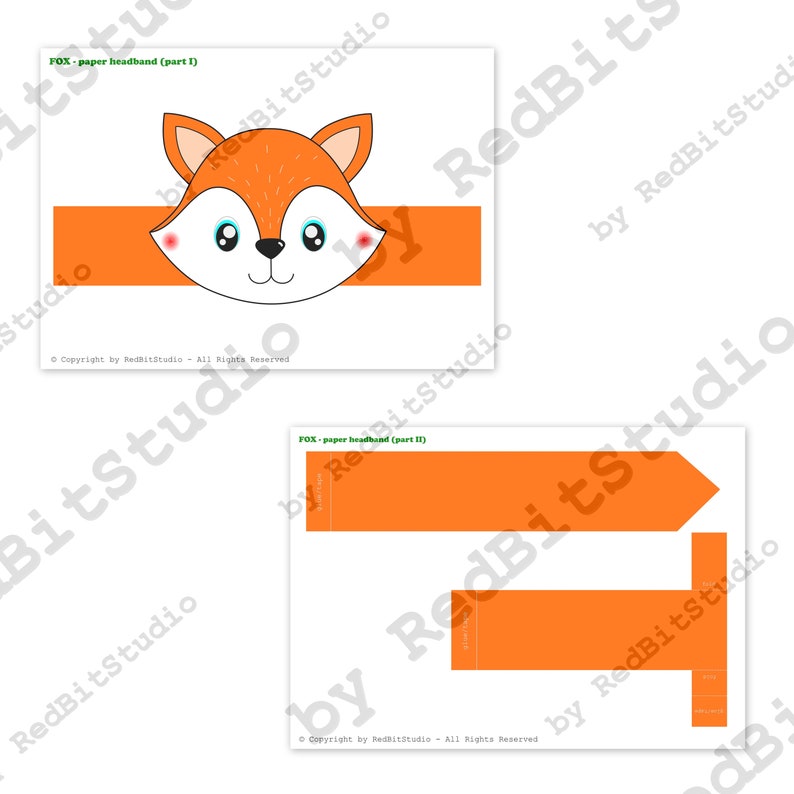 Fox Paper Crown, Animal Paper Hat for Kids, Instant Download Paper ...