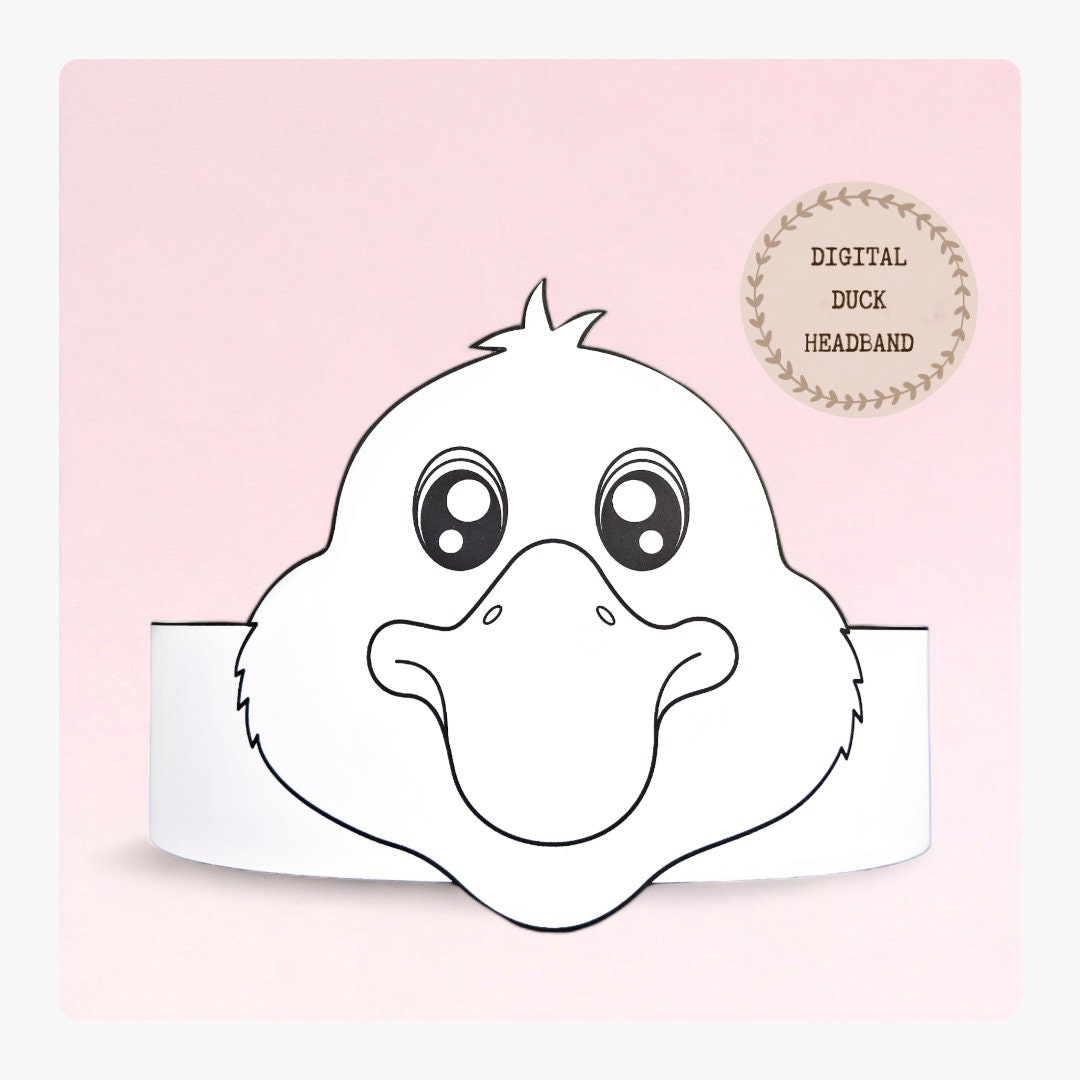 Duck Paper Coloring Crown, Bird Paper Hat for Kids, Instant Download ...