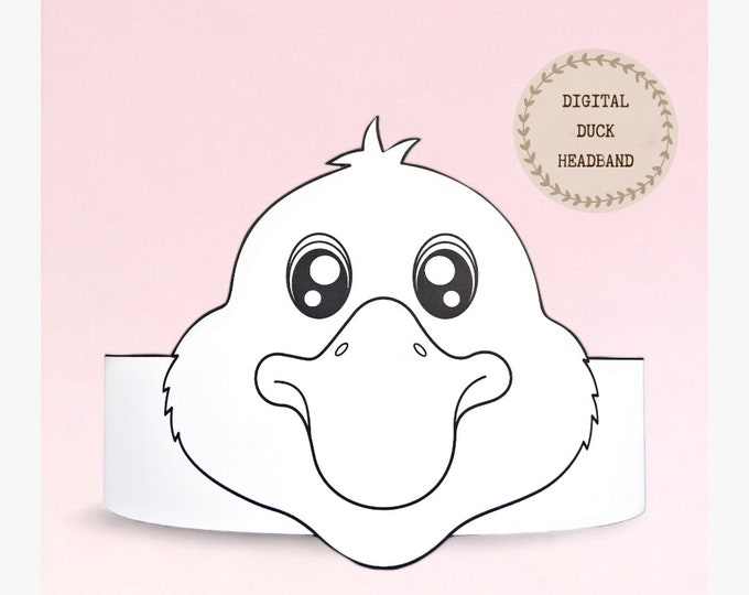 Duck Paper Crown Printable, Happy Duck Headband, Farm Animal Paper ...