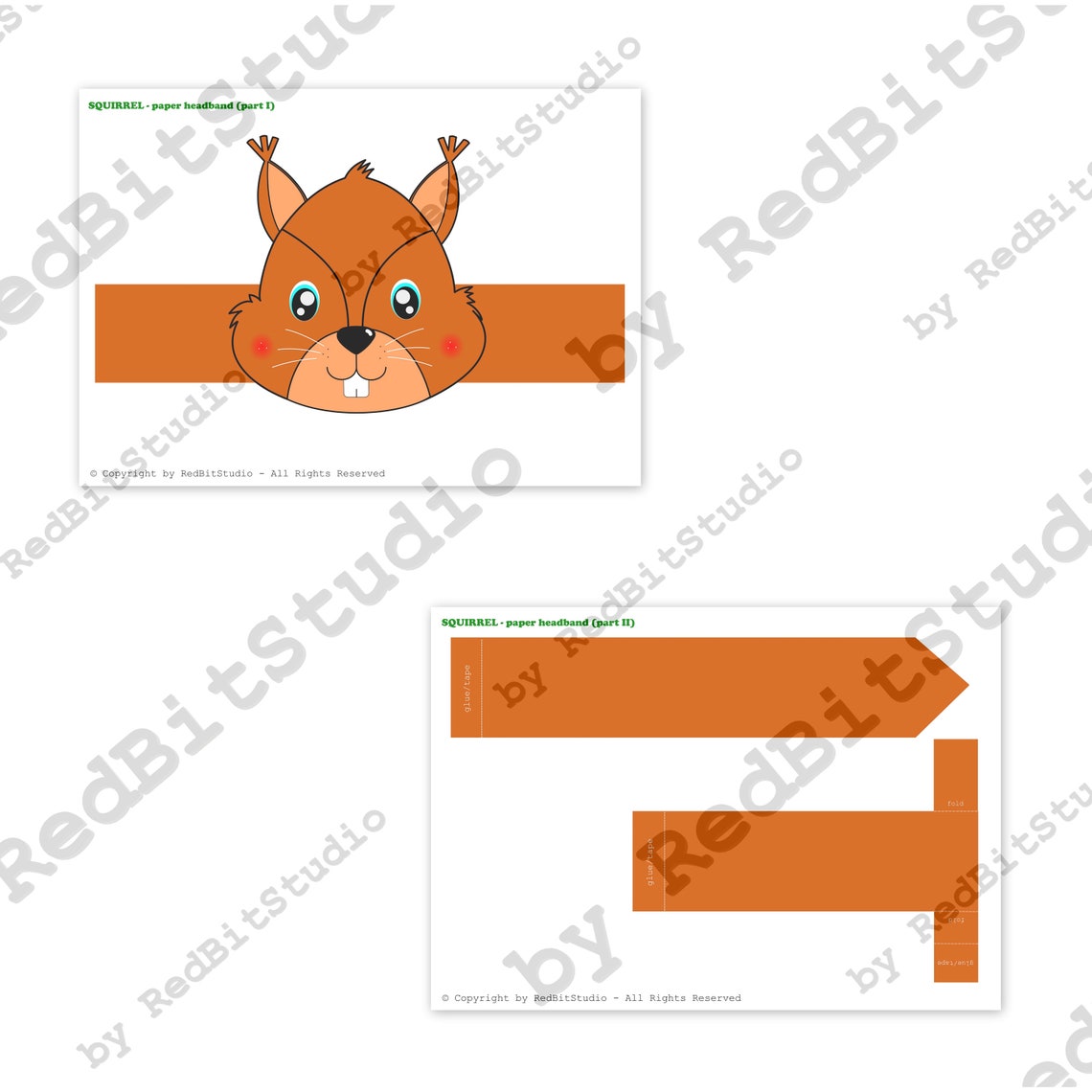 Squirrel Paper Crown, Animal Paper Hat for Kids, Instant Download Paper ...