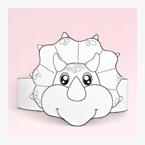 4 Dinosaur Paper Coloring Crowns, Dino Paper Hats for Kids, Instant ...