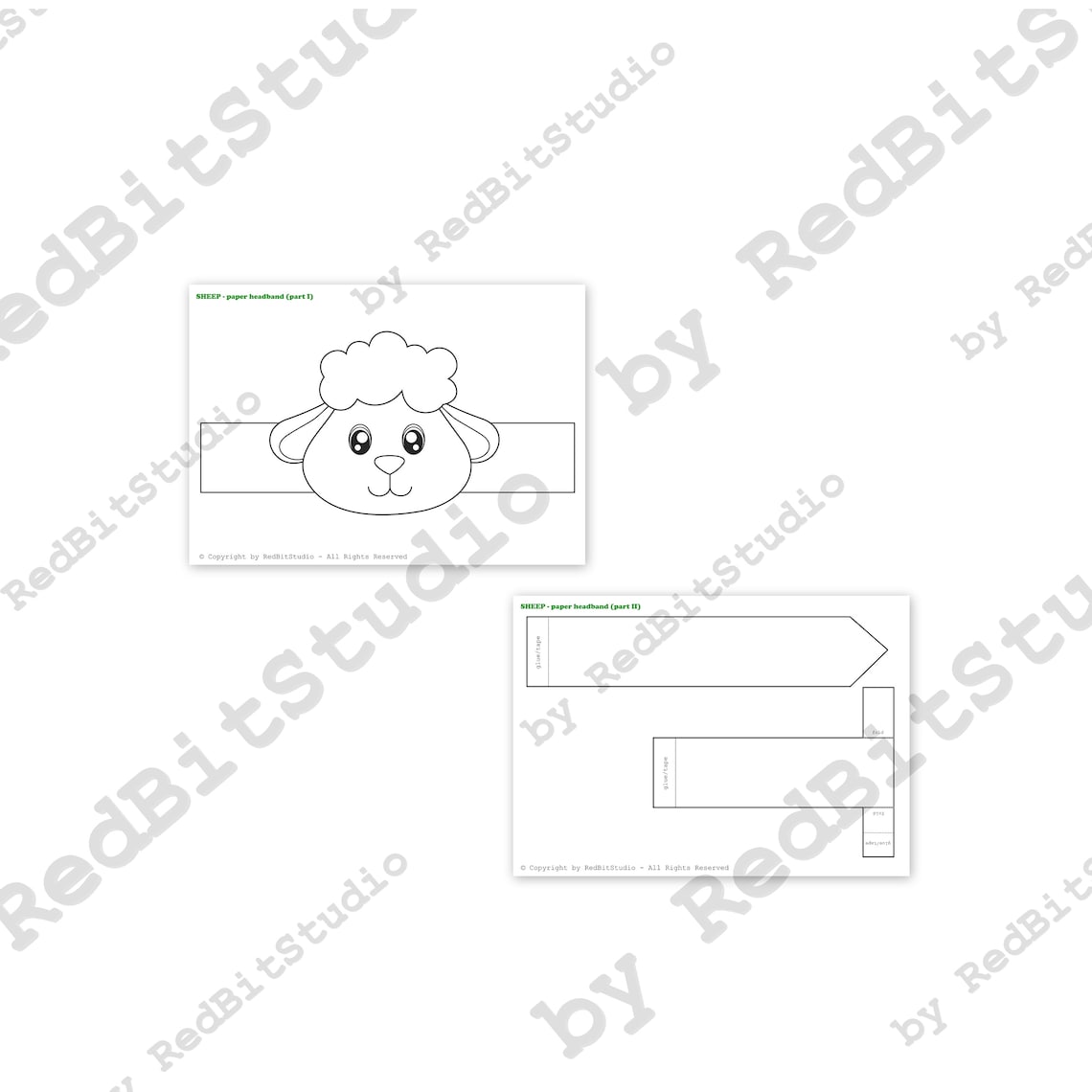 Sheep Paper Coloring Crown, Animal Paper Hat for Kids, Instant Download ...