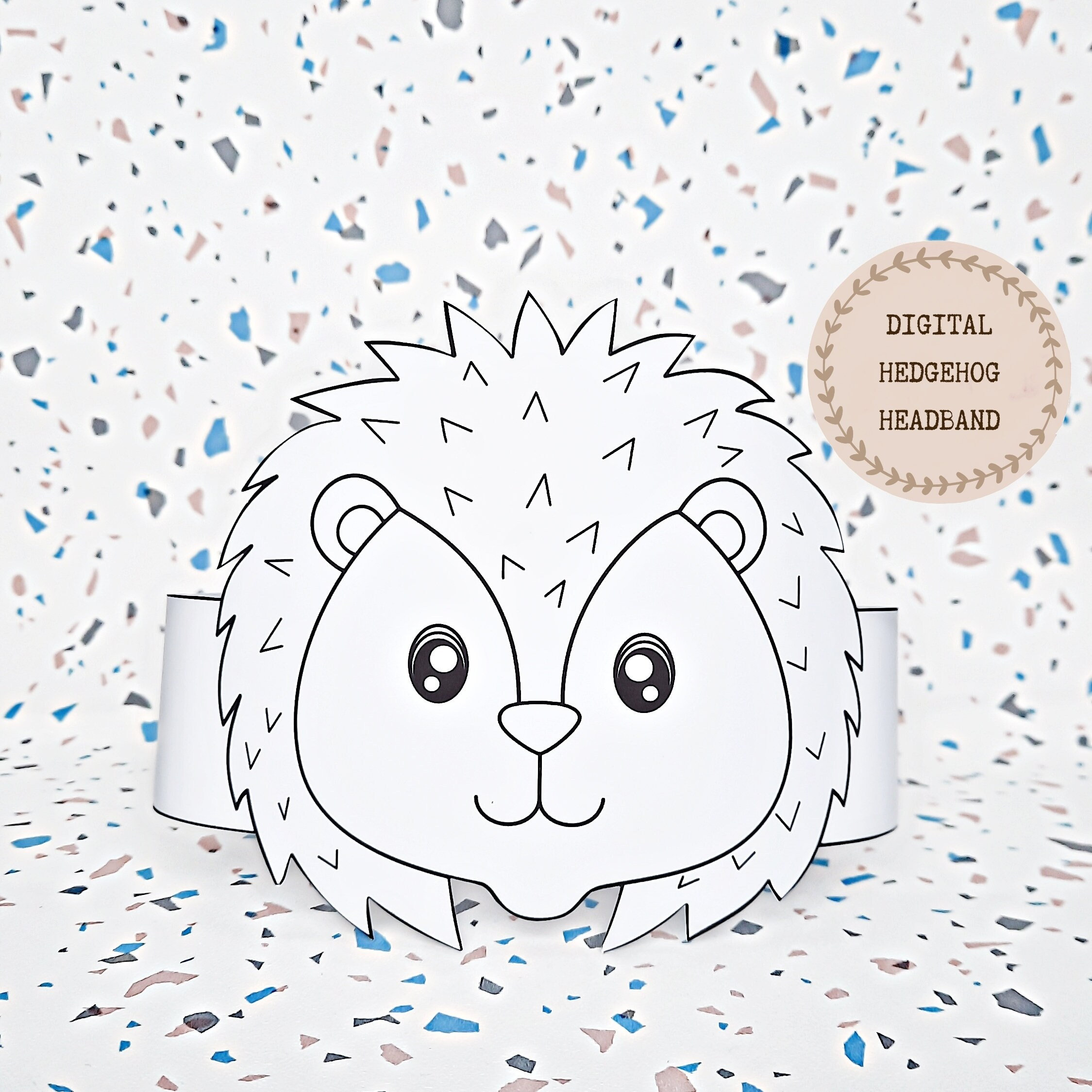 Hedgehog Paper Coloring Crown, Animal Paper Hat for Kids, Instant ...