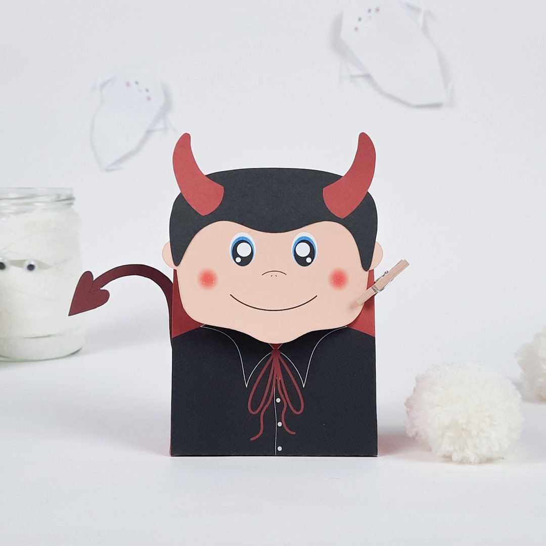 Devil Gift Box Printable, Favor Box Halloween, Template to Assemble Box ...