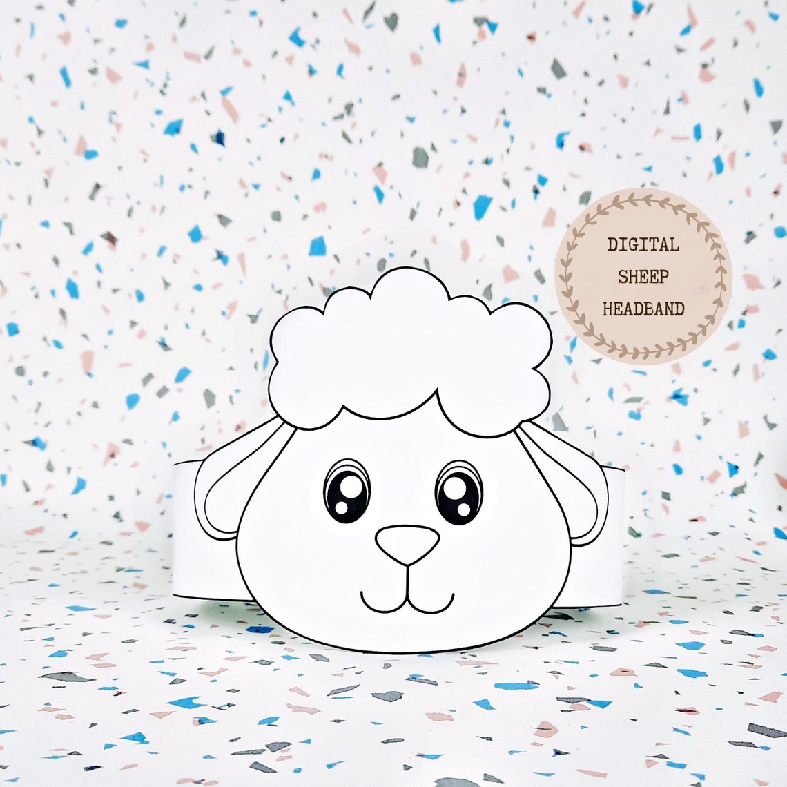 Sheep Paper Coloring Crown, Animal Paper Hat for Kids, Instant Download ...