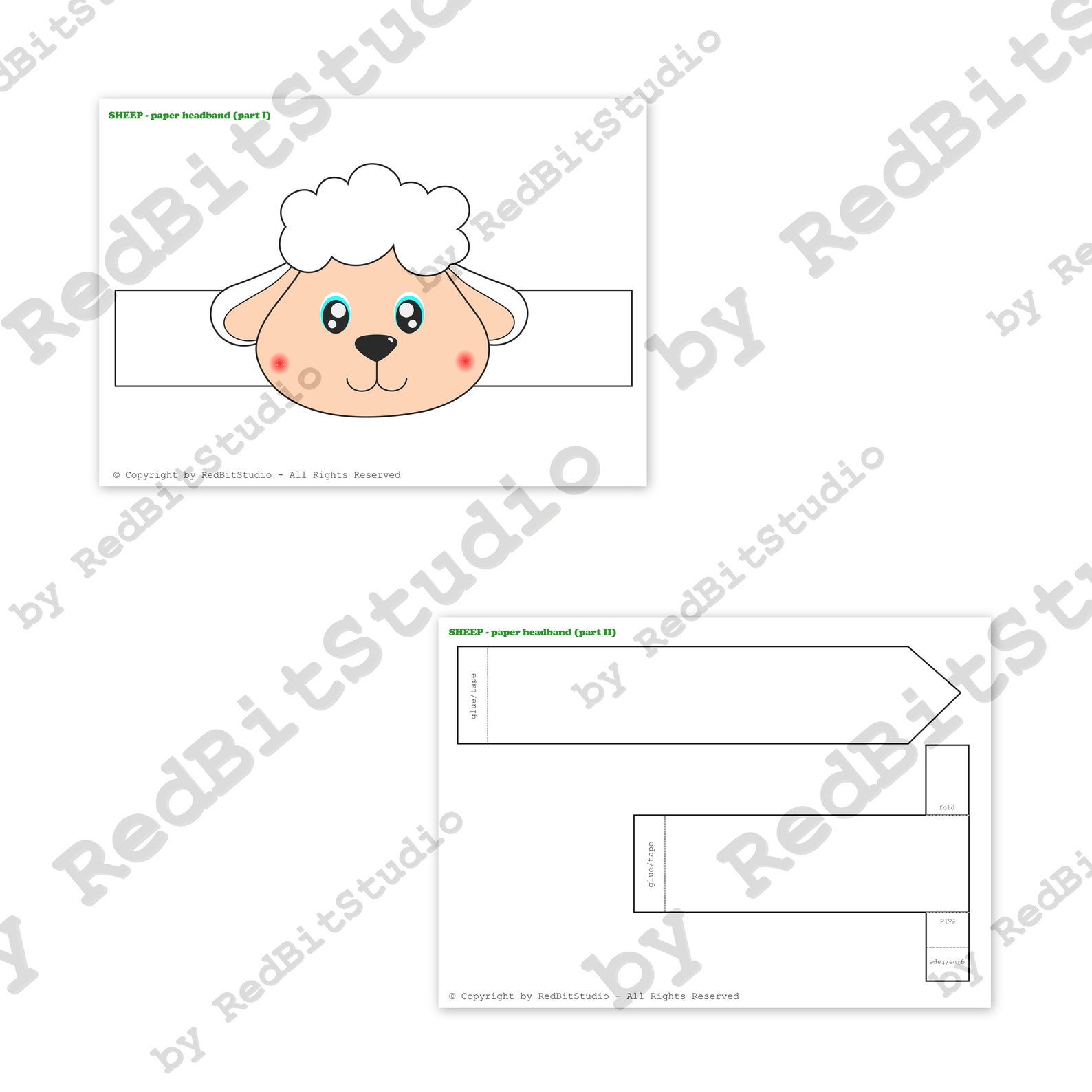 Sheep Paper Crown, Animal Paper Hat for Kids, Instant Download Paper ...