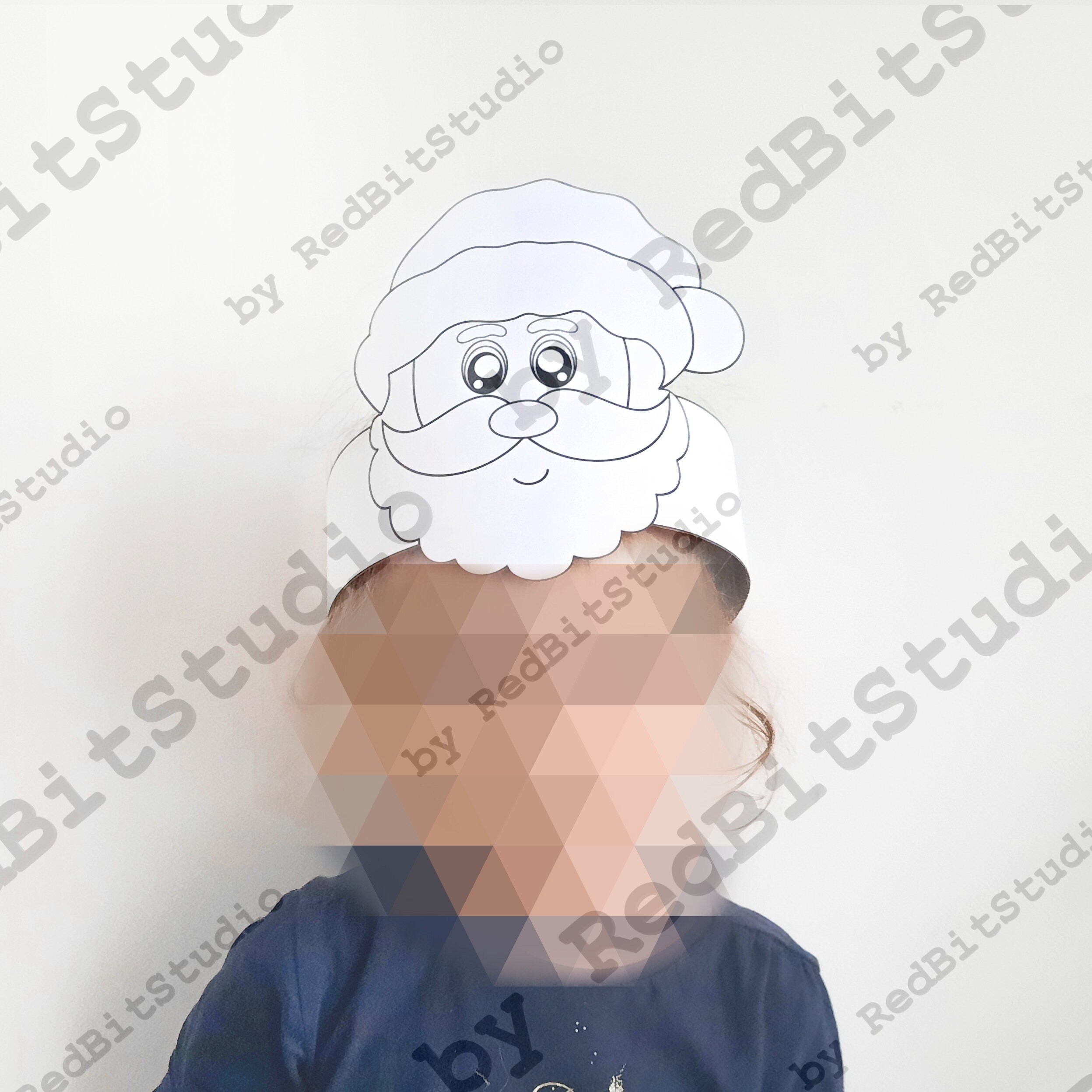 Santa Claus Paper Coloring Crown, Christmas Paper Hat for Kids, Instant ...