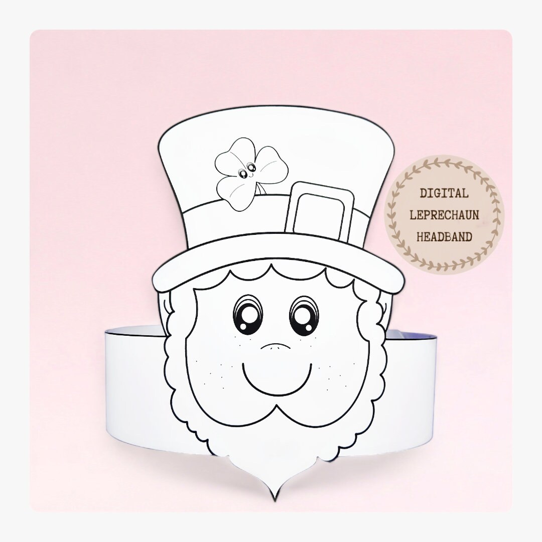 Leprechaun Paper Coloring Crown,gnome Paper Hat for Kids,instant ...