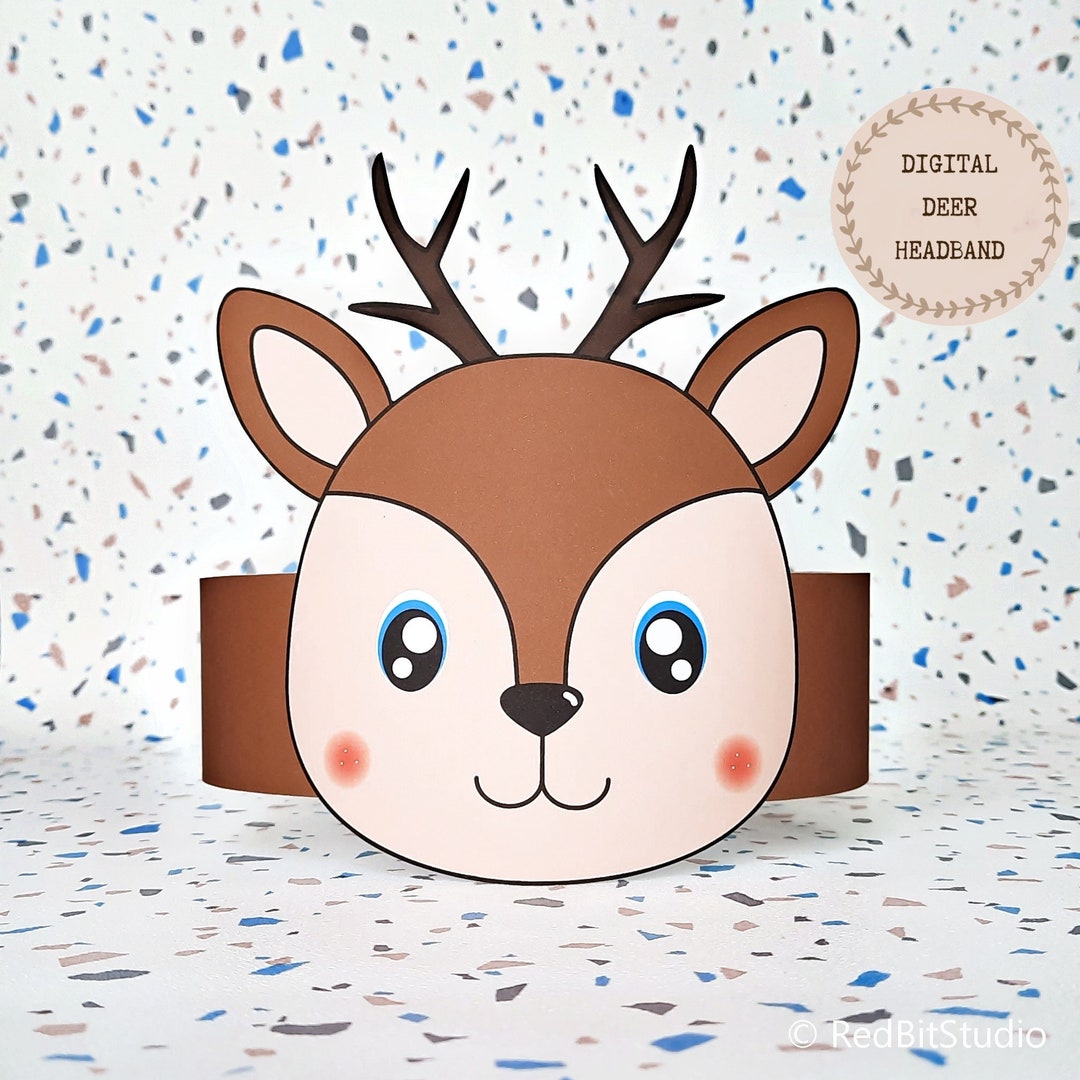 Deer Paper Crown, Animal Paper Hat for Kids, Instant Download Paper ...