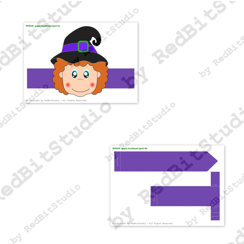 Witch Paper Crown, Halloween Paper Hat for Kids, Instant Download Paper ...