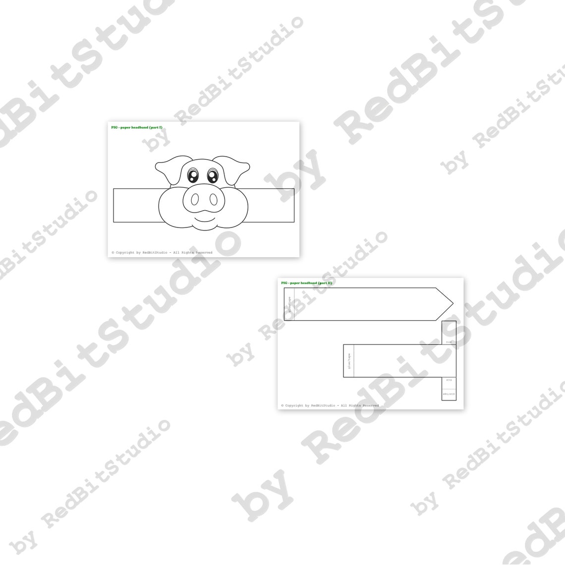 Pig Paper Coloring Crown, Animal Paper Hat for Kids, Instant Download ...