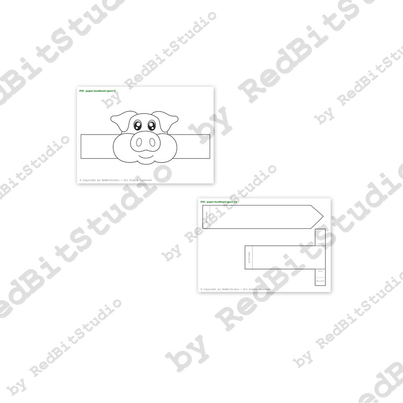 Pig Paper Coloring Crown, Animal Paper Hat for Kids, Instant Download ...