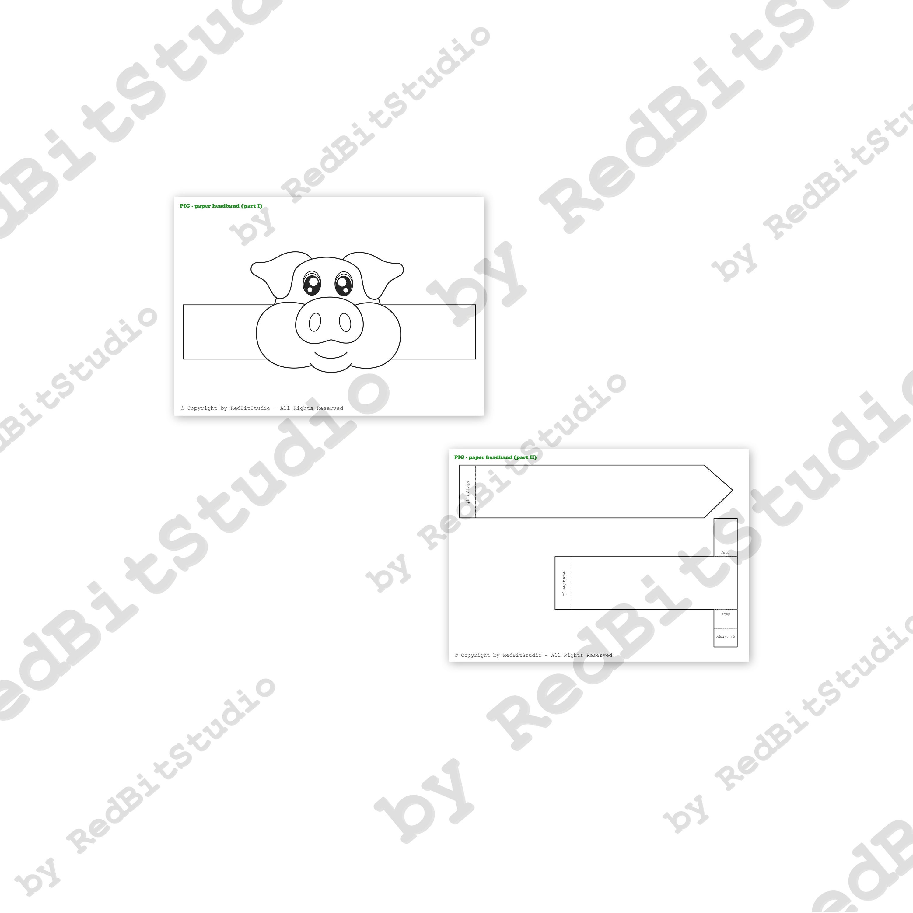 Pig Paper Coloring Crown, Animal Paper Hat for Kids, Instant Download ...