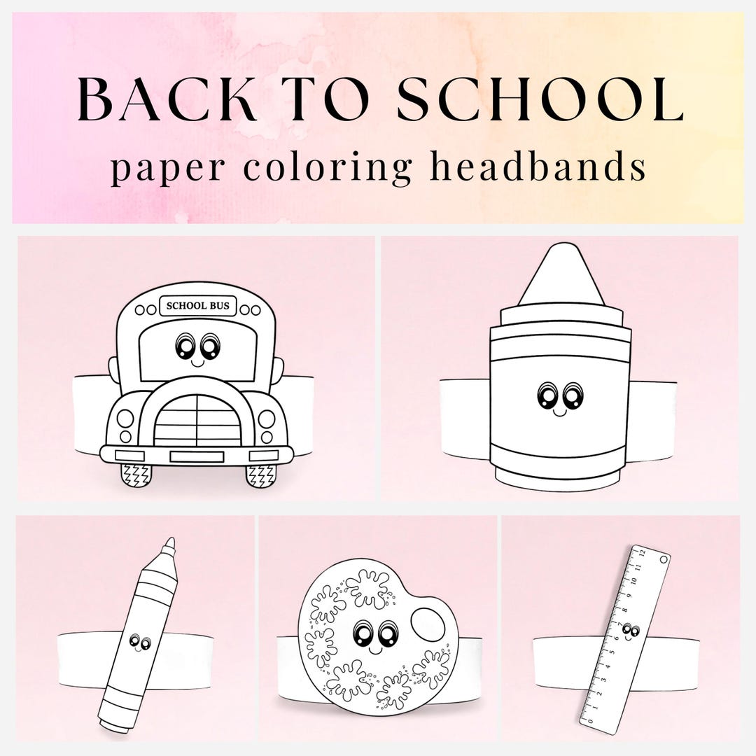 5 Back to School Paper Coloring Crowns,crayon Paper Hat for Kids ...