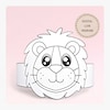 Lion paper coloring crown, Animal paper hat for kids, instant download ...