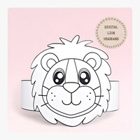 Sheep Paper Coloring Crown, Animal Paper Hat for Kids, Instant Download ...
