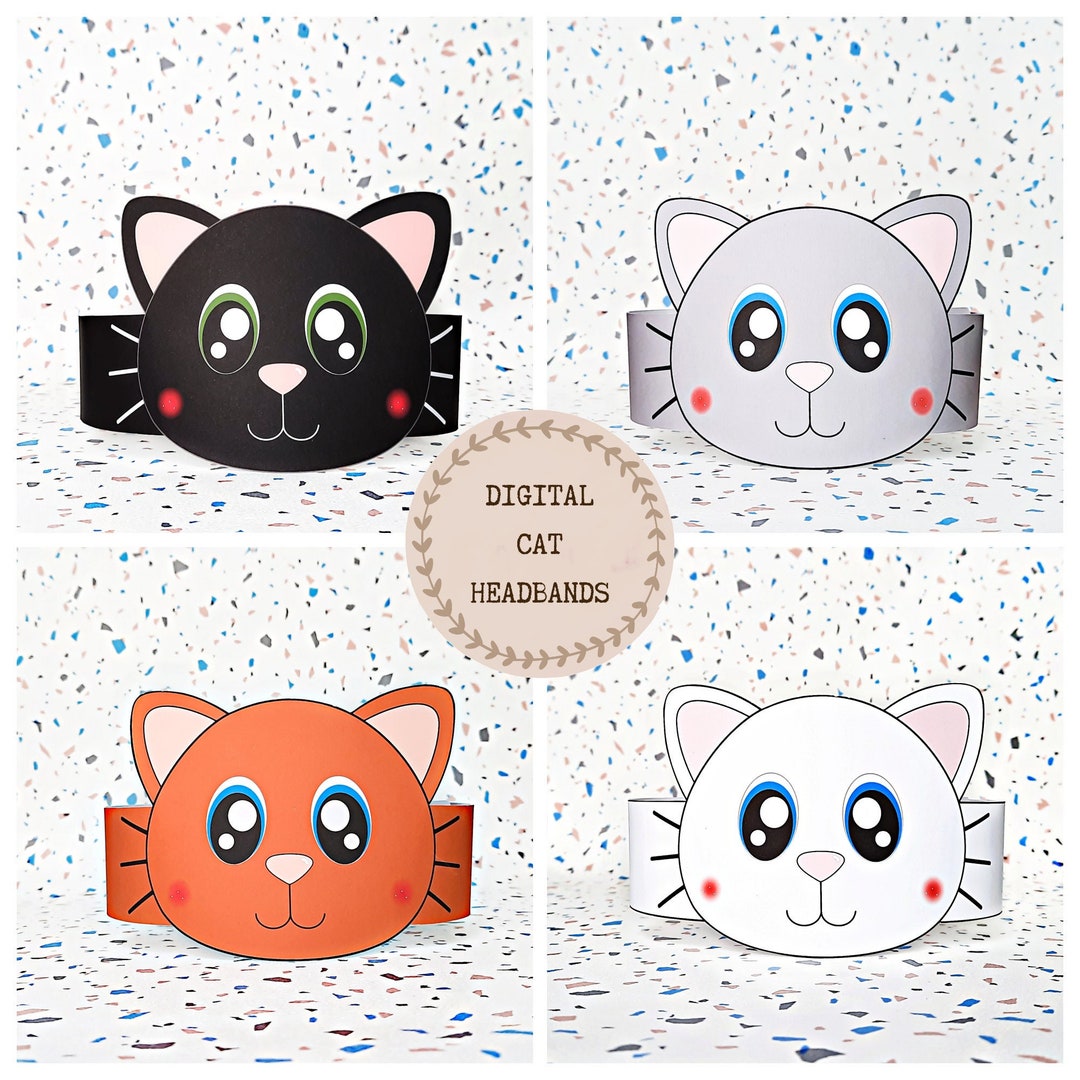 4 Cats Paper Crowns Cats Paper Hats for Kids Instant - Etsy