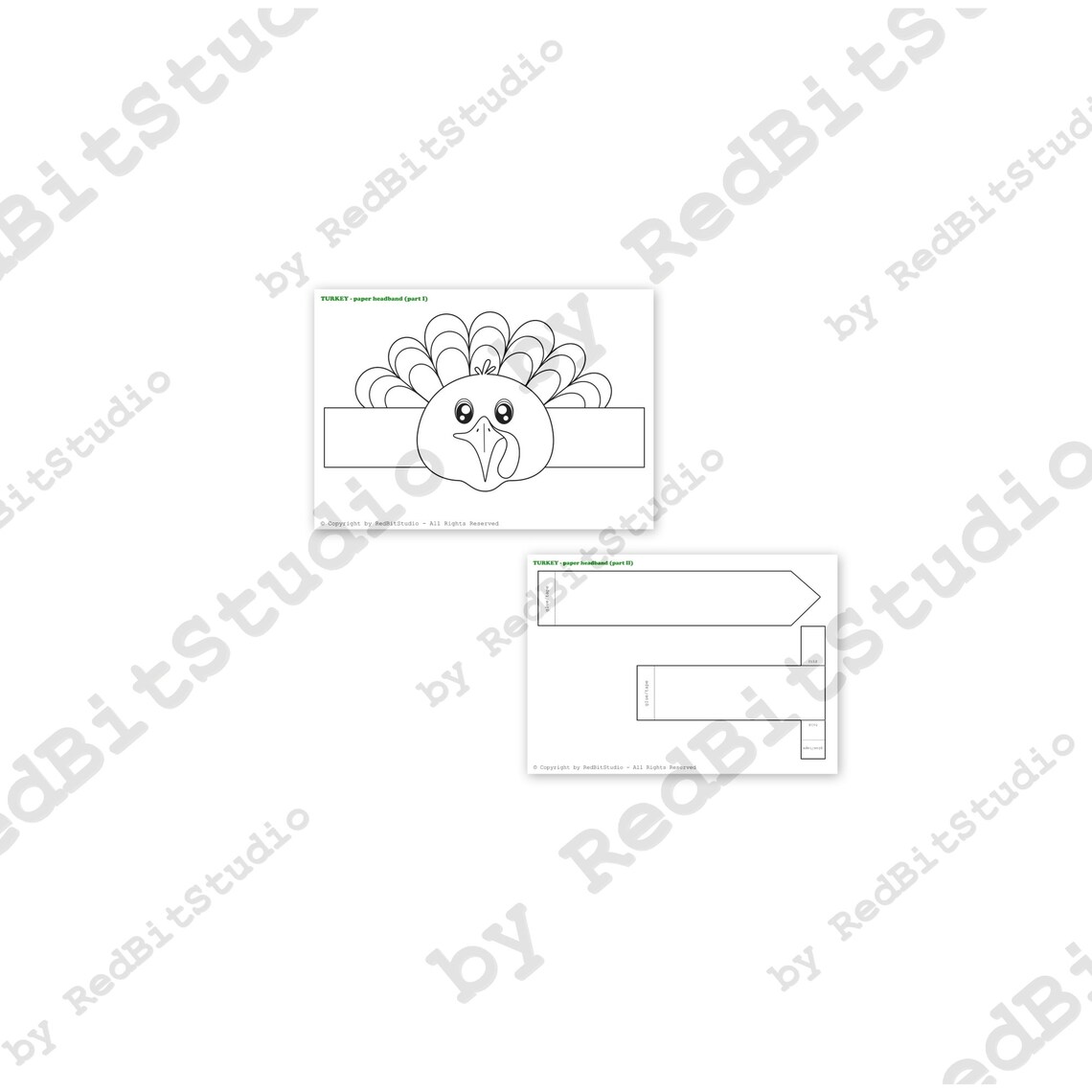 Turkey Paper Coloring Crown,thanksgiving Paper Hat for Kids,instant ...