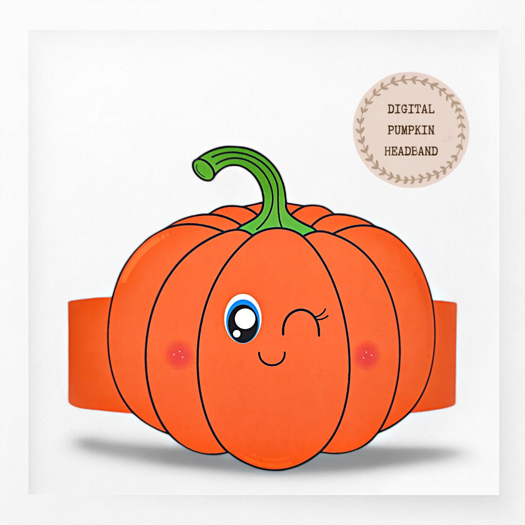 Pumpkin Paper Crown, Halloween Paper Hat for Kids, Instant Download ...