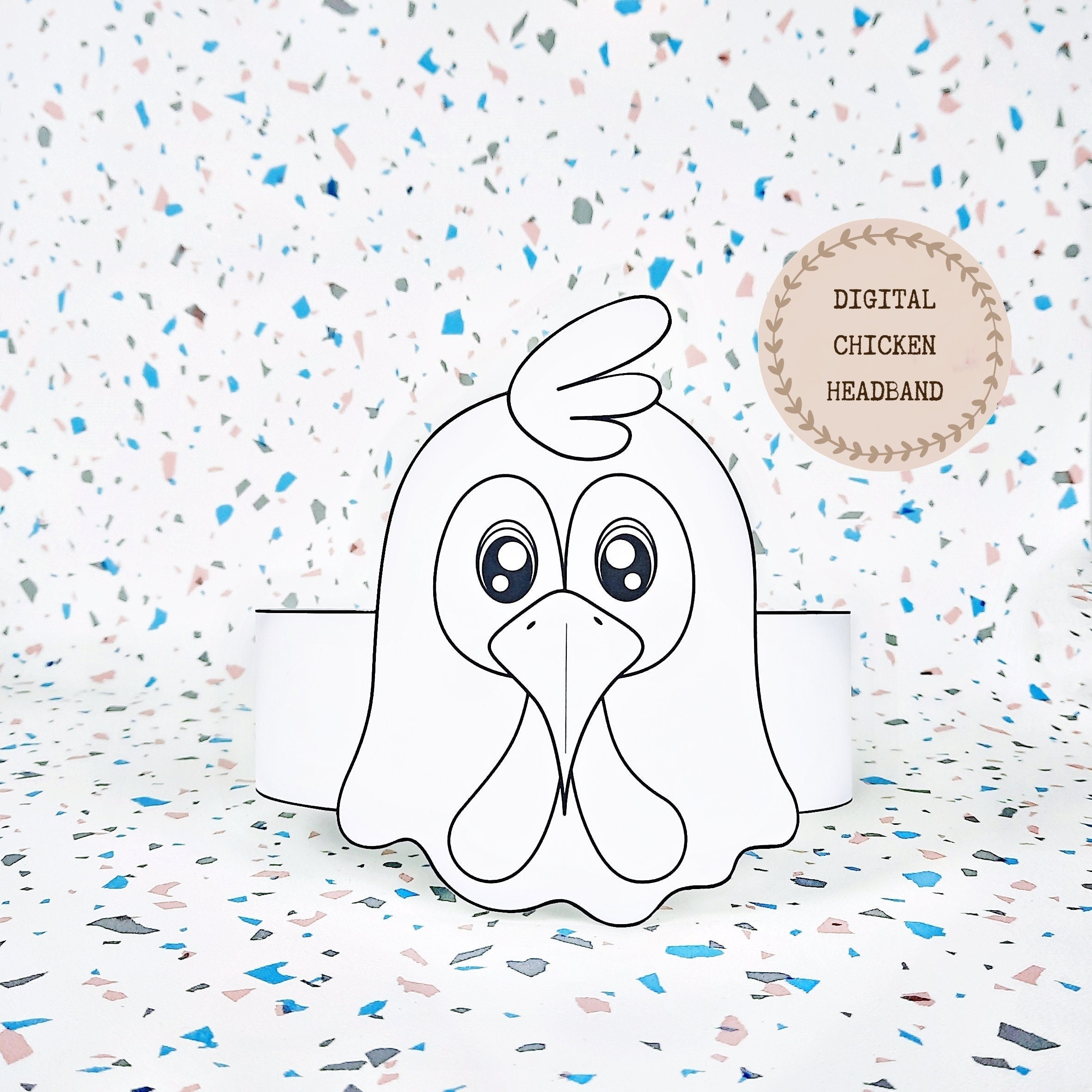 Chicken Paper Coloring Crown, Animal Paper Hat for Kids, Instant ...