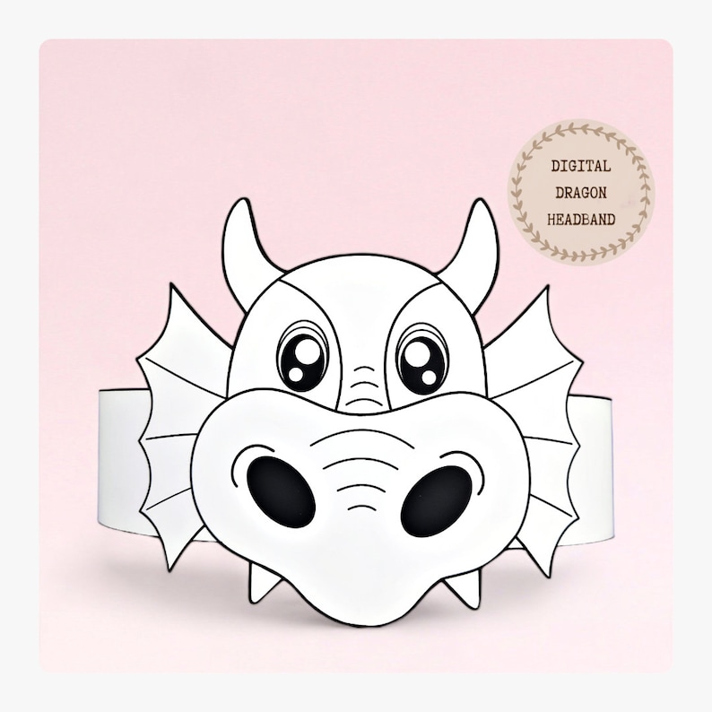 Dragon Paper Coloring Crown, Hat for Kids, Instant Download Paper Crown ...